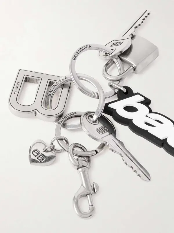 Balenciaga Paloma Leather And Silver- And Gold-tone Keyring