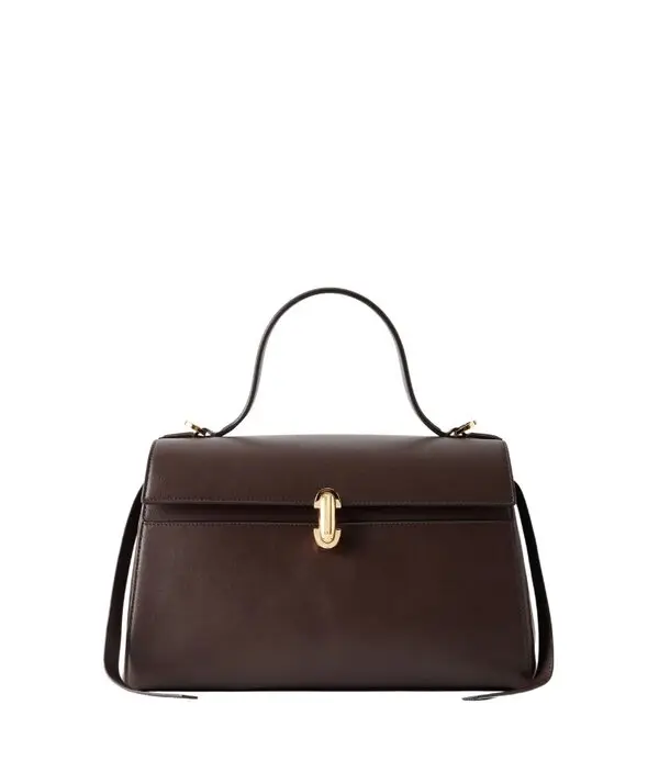 Savette Soft Symmetry Leather Top Handle Bag - Dark Brown