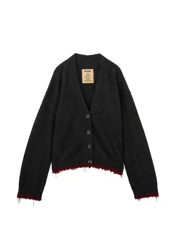 UMA WANG Distressed-effect Ribbed-trim Cardigan