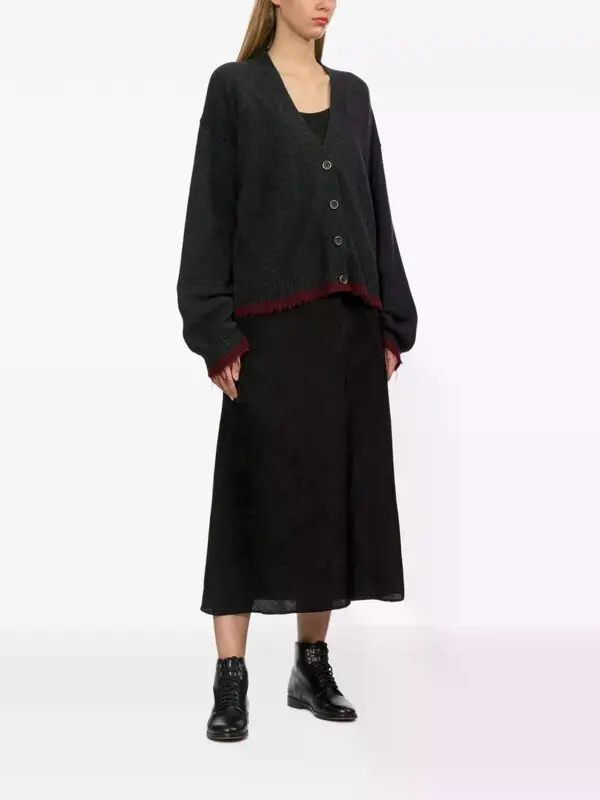 UMA WANG Distressed-effect Ribbed-trim Cardigan