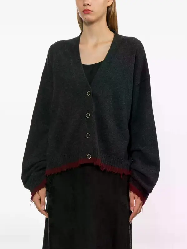 UMA WANG Distressed-effect Ribbed-trim Cardigan