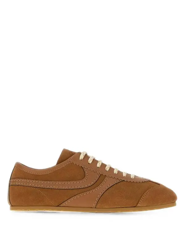 Dries Van Noten Sneakers In Suede And Tan Leather