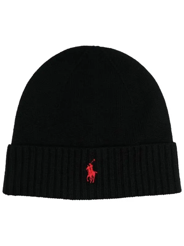 Polo Ralph Lauren Wool Beanie With Pony - Black