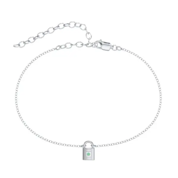 Jewlr Padlock Anklet With Accent Stone