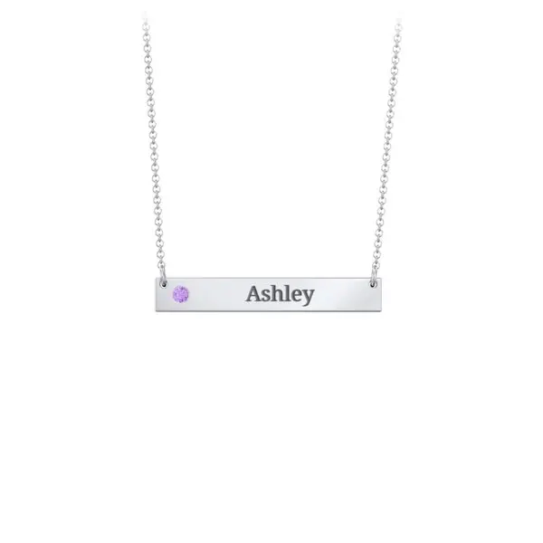Jewlr Engravable Birthstone Bar Necklace