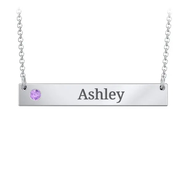 Jewlr Engravable Birthstone Bar Necklace