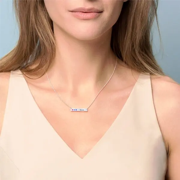 Jewlr Engravable Birthstone Bar Necklace