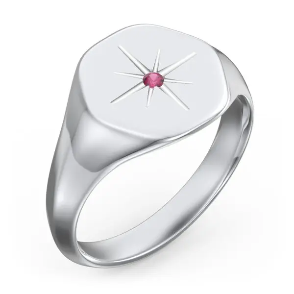 Jewlr Star Set Hexagon Signet Ring