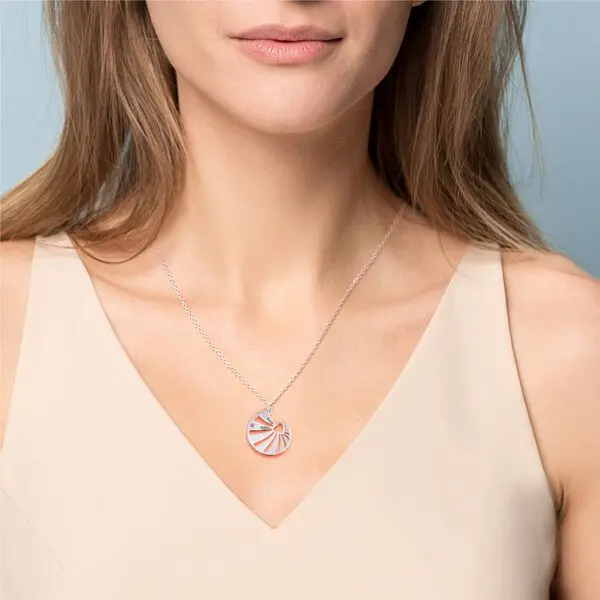 Jewlr Engravable Spiral Heart Shell Birthstone Necklace
