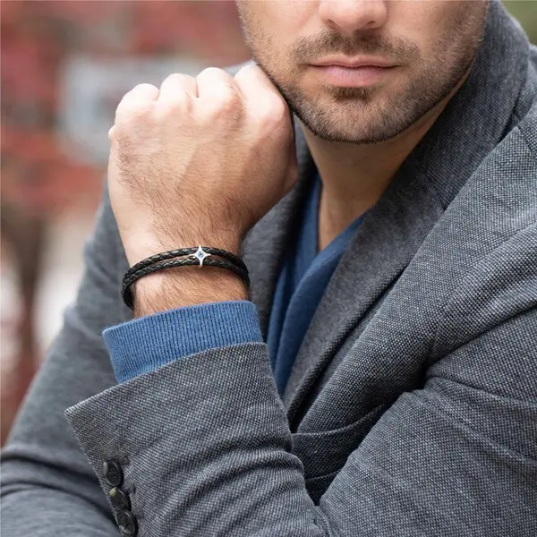 Jewlr Leather North Star Bracelet