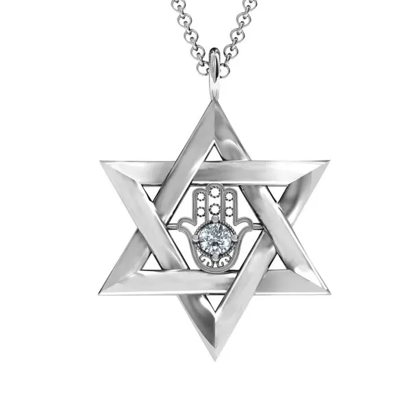 Jewlr Star Of David With Hamsa Pendant