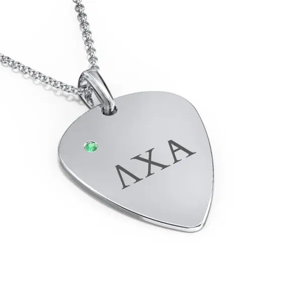 Jewlr Engravable Guitar Pick Fraternity Necklace With Gemstone