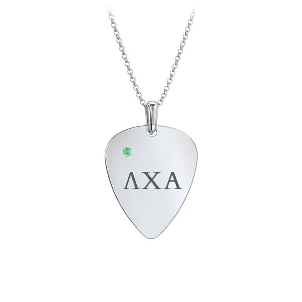 Jewlr Engravable Guitar Pick Fraternity Necklace With Gemstone