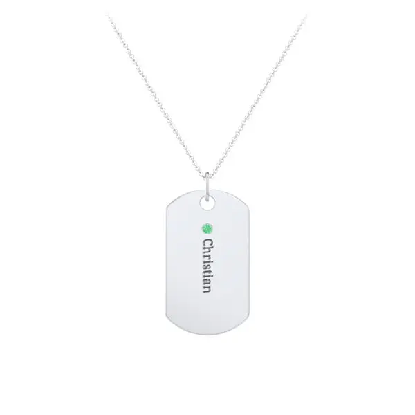 Jewlr Engravable Dog Tag Necklace With 1 Birthstone