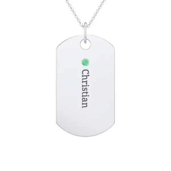 Jewlr Engravable Dog Tag Necklace With 1 Birthstone