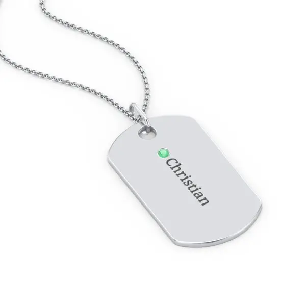 Jewlr Engravable Dog Tag Necklace With 1 Birthstone