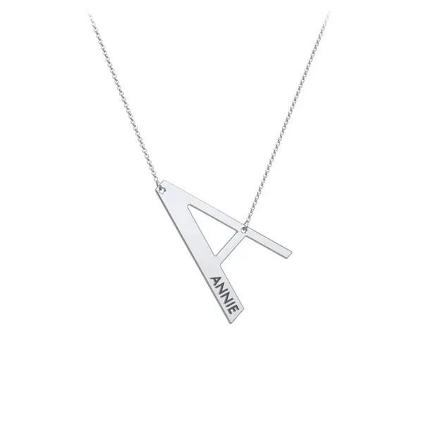 Jewlr Engravable Asymmetrical Initial Necklace A