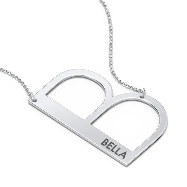 Jewlr Engravable Asymmetrical Initial Necklace B
