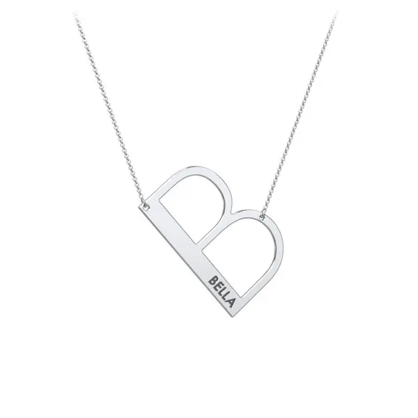 Jewlr Engravable Asymmetrical Initial Necklace B