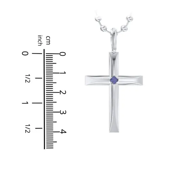 Jewlr Beveled Silver Cross Pendant With Birthstone