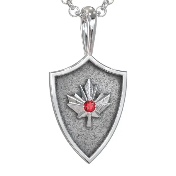 Jewlr Maple Leaf Hero Shield Pendant With Gemstone