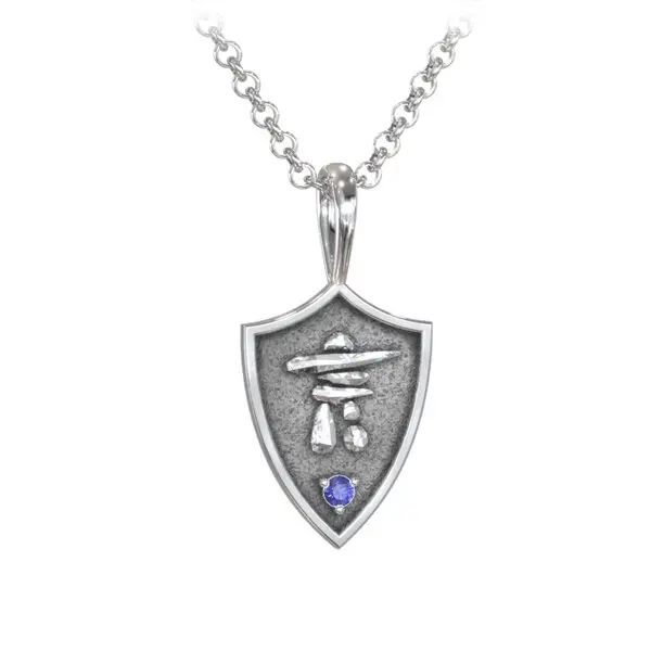 Jewlr Inukshuk Hero Shield Pendant With Gemstone