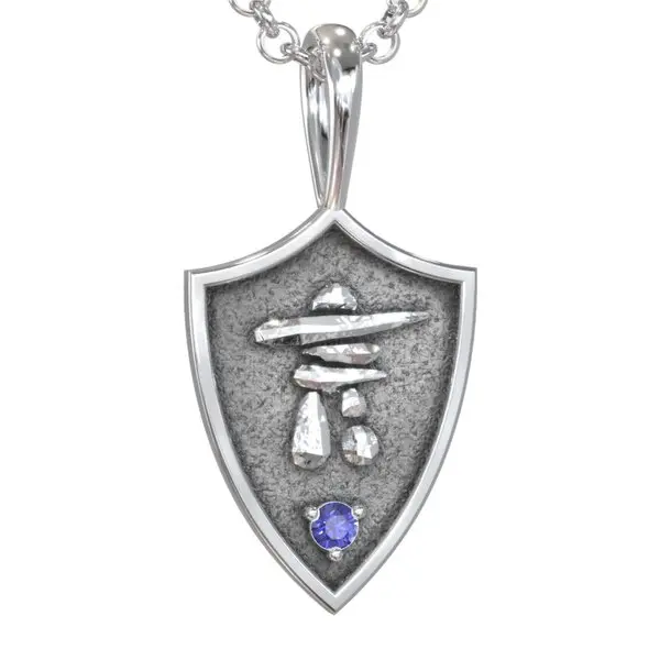 Jewlr Inukshuk Hero Shield Pendant With Gemstone