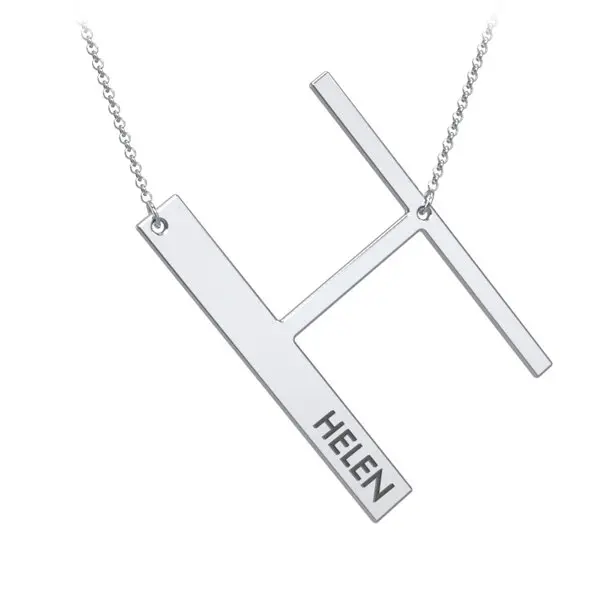Jewlr Engravable Asymmetrical Initial Necklace H