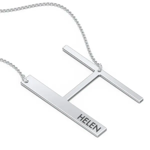 Jewlr Engravable Asymmetrical Initial Necklace H