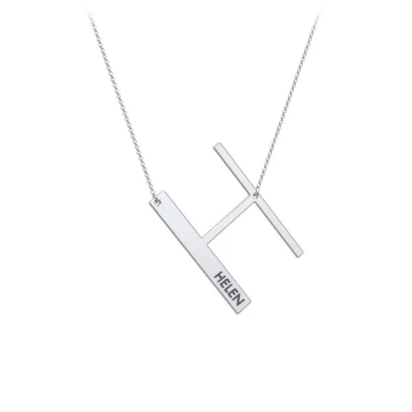 Jewlr Engravable Asymmetrical Initial Necklace H
