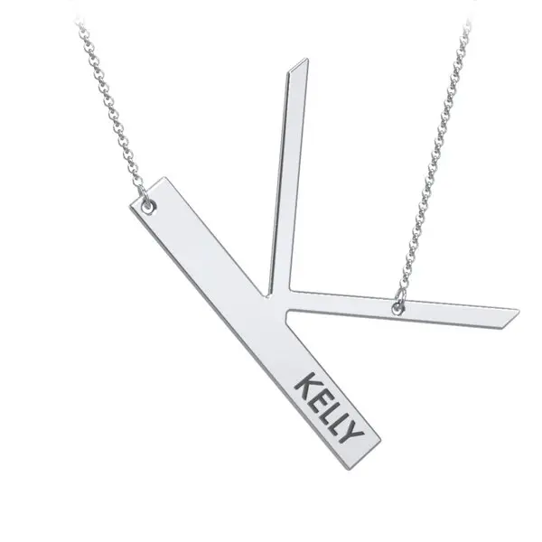 Jewlr Engravable Asymmetrical Initial Necklace K