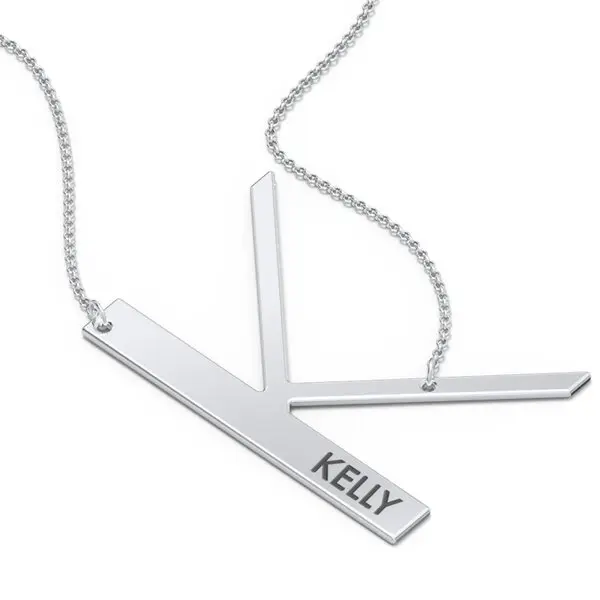 Jewlr Engravable Asymmetrical Initial Necklace K