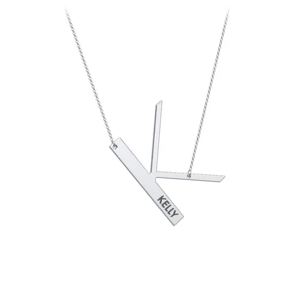 Jewlr Engravable Asymmetrical Initial Necklace K
