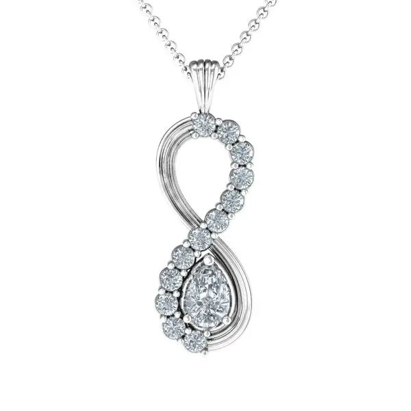 Jewlr Vertical Infinity Pendant With Pear Gemstone And Accents