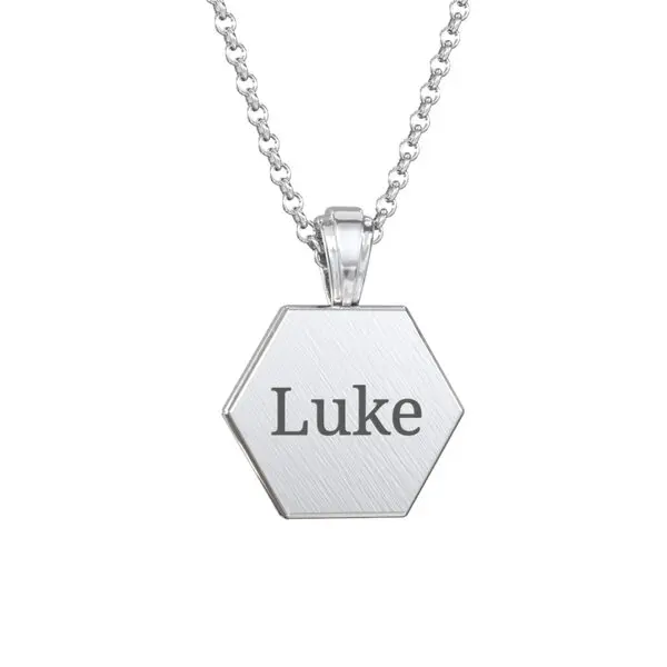 Jewlr Engravable Starburst Hexagon Necklace With Gemstone