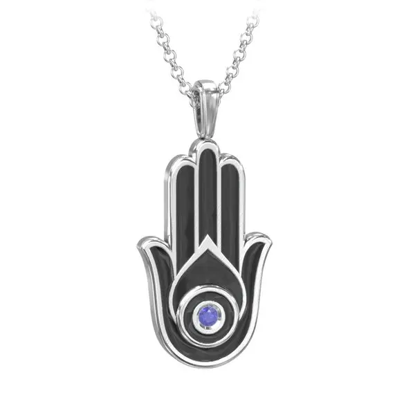 Jewlr Engravable Hamsa Gemstone Necklace With Cold Enamel