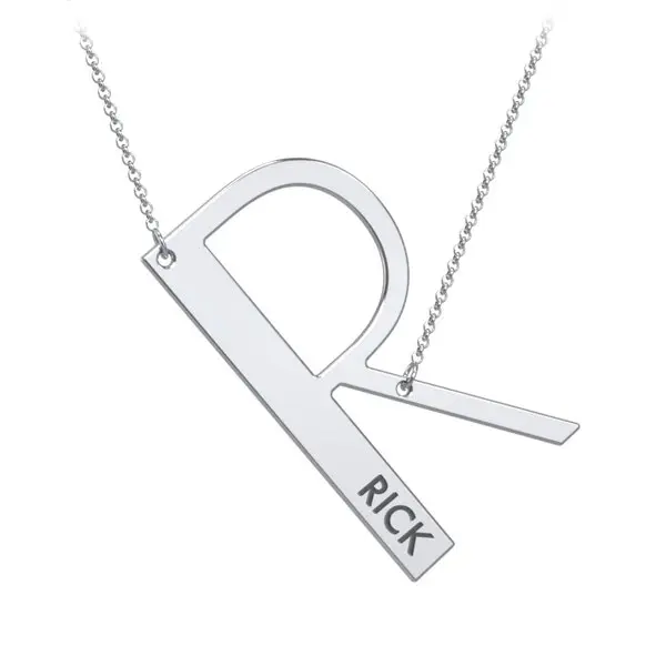 Jewlr Engravable Asymmetrical Initial Necklace R