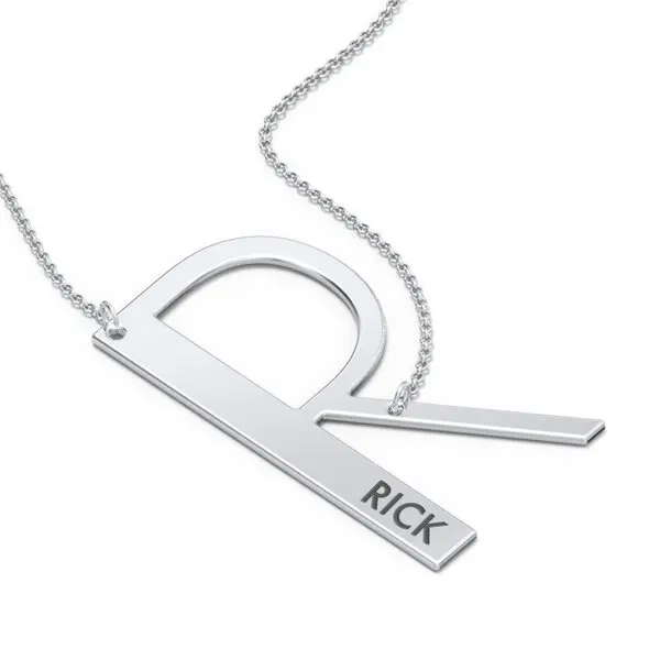 Jewlr Engravable Asymmetrical Initial Necklace R