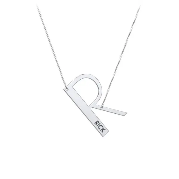 Jewlr Engravable Asymmetrical Initial Necklace R