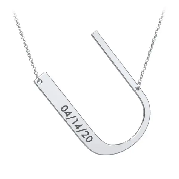 Jewlr Engravable Asymmetrical Initial Necklace U
