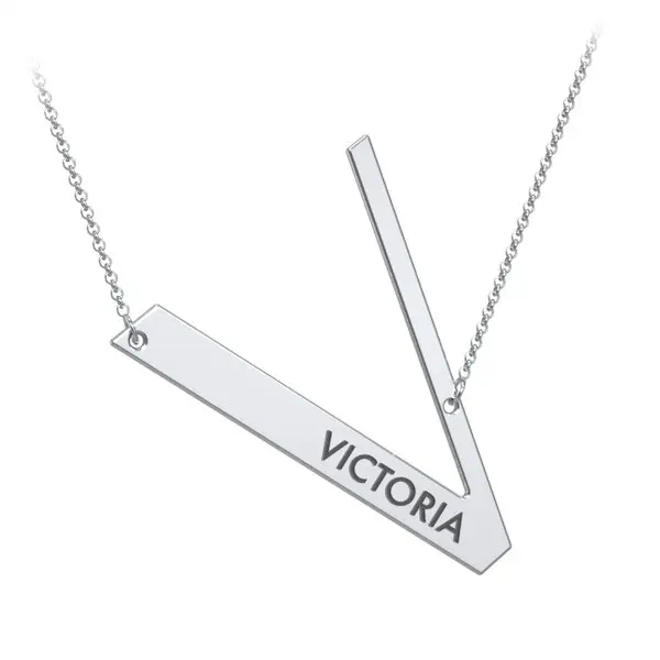 Jewlr Engravable Asymmetrical Initial Necklace V