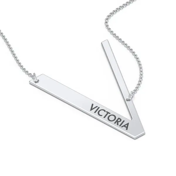 Jewlr Engravable Asymmetrical Initial Necklace V