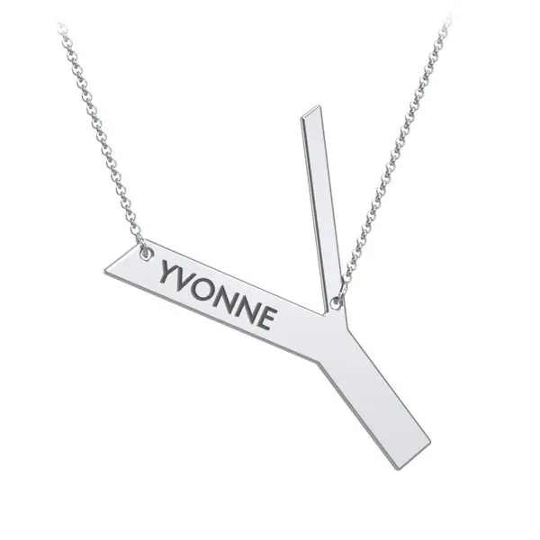 Jewlr Engravable Asymmetrical Initial Necklace Y