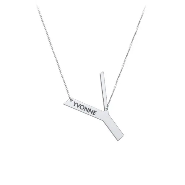 Jewlr Engravable Asymmetrical Initial Necklace Y