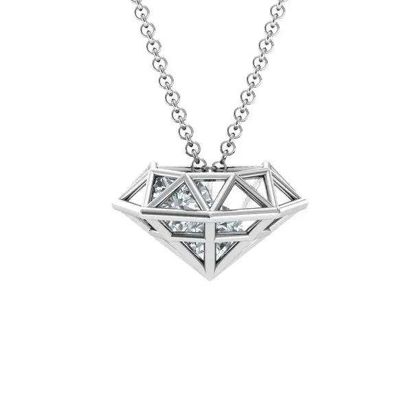 Jewlr Flat Back Diamond Cage Pendant With 1 3 Gemstones