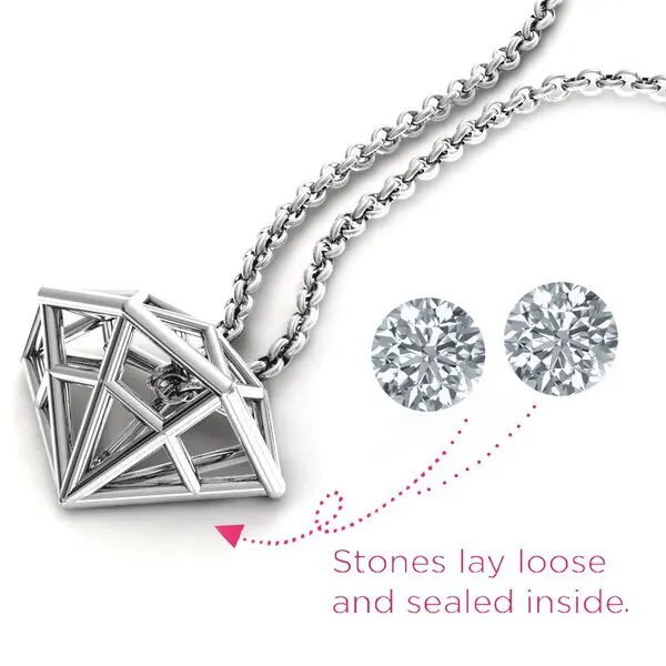 Jewlr Flat Back Diamond Cage Pendant With 1 3 Gemstones