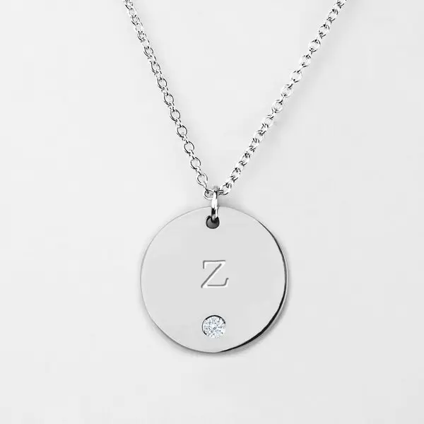 Jewlr Engravable Disc Pendant With Birthstone