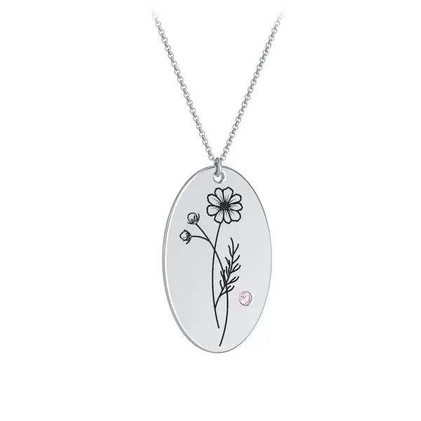 Jewlr October Birth Flower Disc Necklace With Gemstone