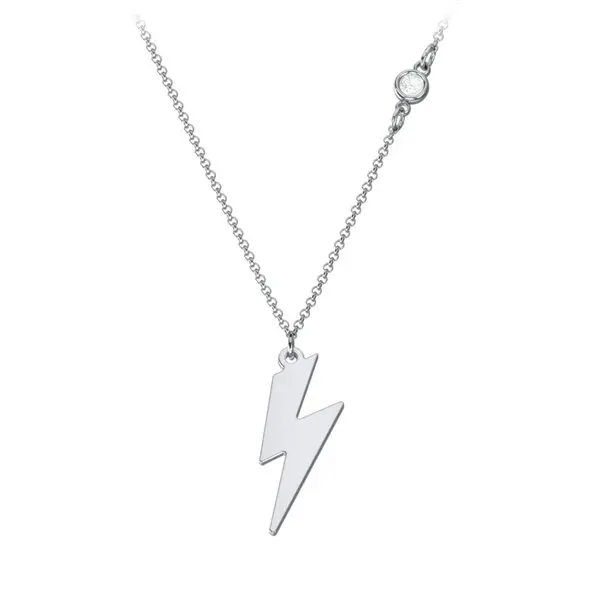 Jewlr Lightning Bolt Charm Necklace With Gemstone