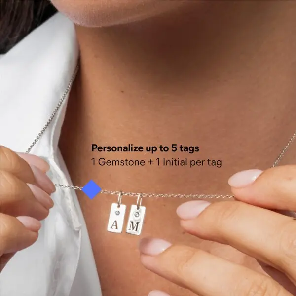 Jewlr Small Initial Tag Necklace With Birthstone